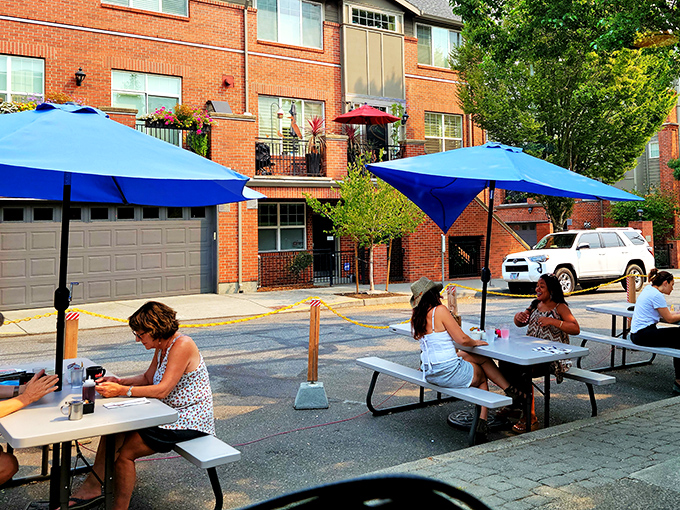 When Portland weather cooperates, the outdoor seating becomes prime real estate for people-watching between bites of breakfast bliss.
