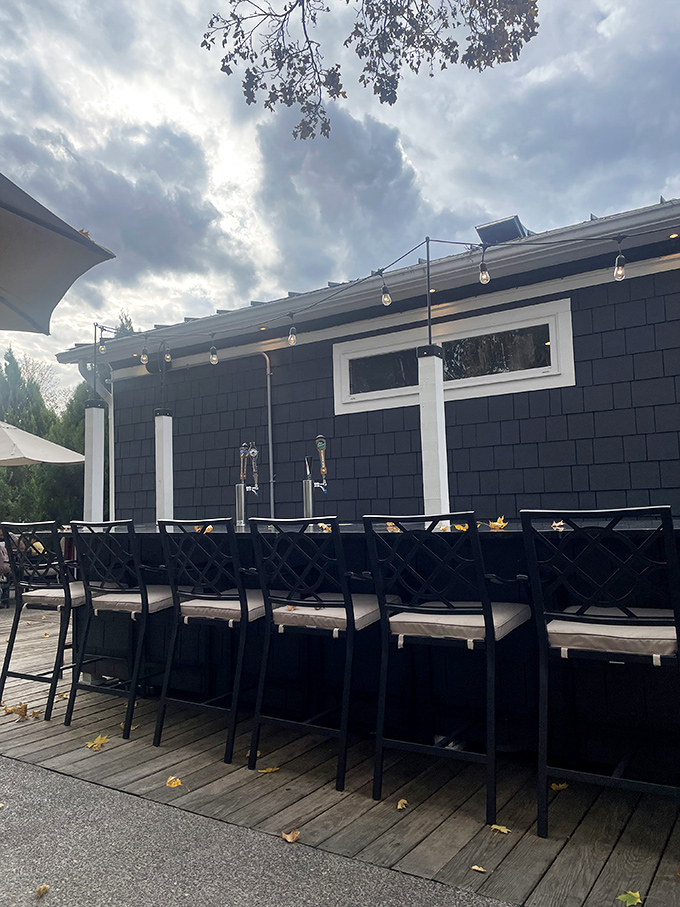 Outdoor dining with string lights overhead&mdash;because sometimes the only thing better than a great steak is enjoying it in the fresh Virginia air.