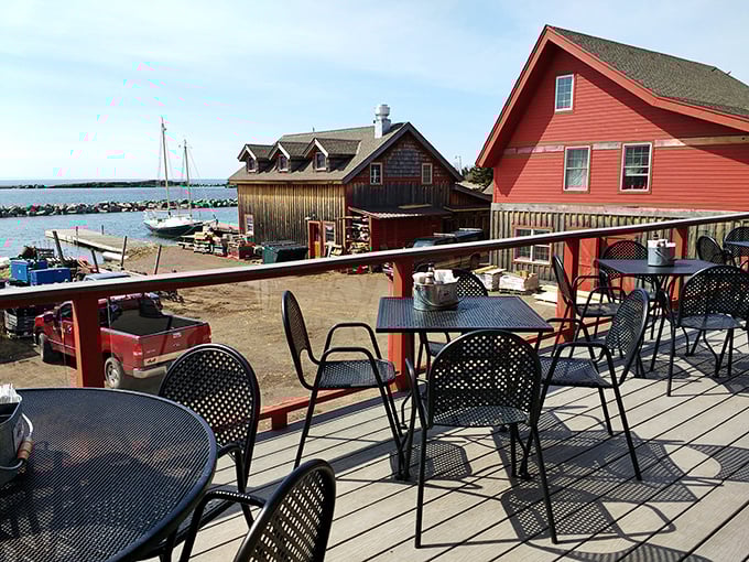 Dining with a view doesn't get better than this&mdash;Lake Superior stretches to the horizon while harbor boats bob gently below this perfect patio perch.