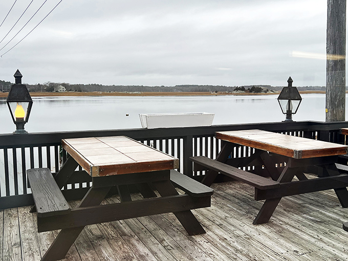 The outdoor deck offers waterfront dining without waterfront prices. Mother Nature provides the ambiance; Brown's provides everything else.