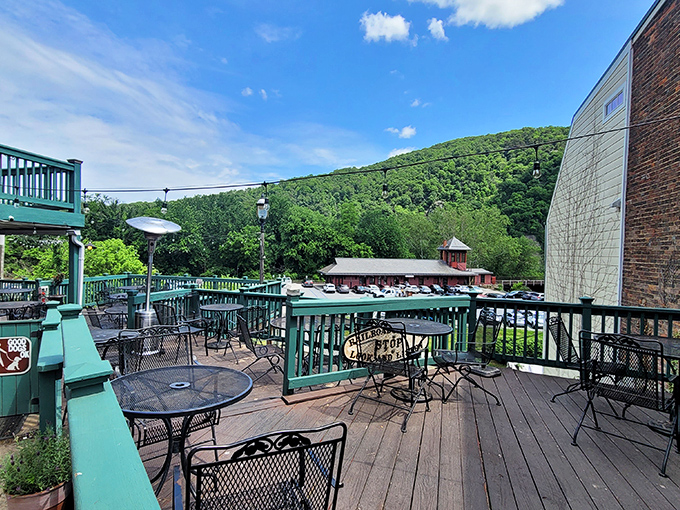 The outdoor deck doesn't just offer seating&mdash;it delivers a front-row ticket to the Appalachian mountain show, with fresh air as the appetizer.