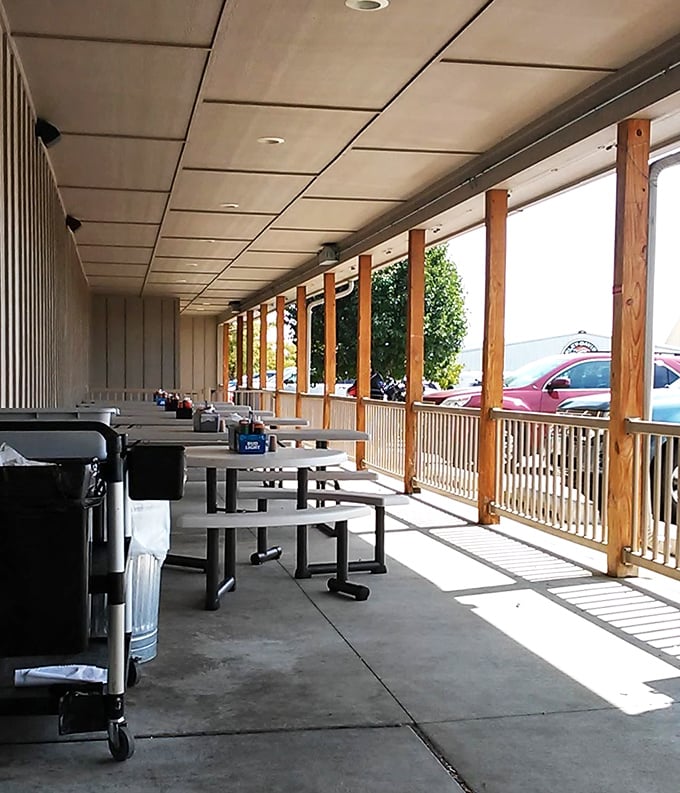 Outdoor seating that lets you enjoy your BBQ feast with a side of fresh air. Simple pleasures for complex flavors.