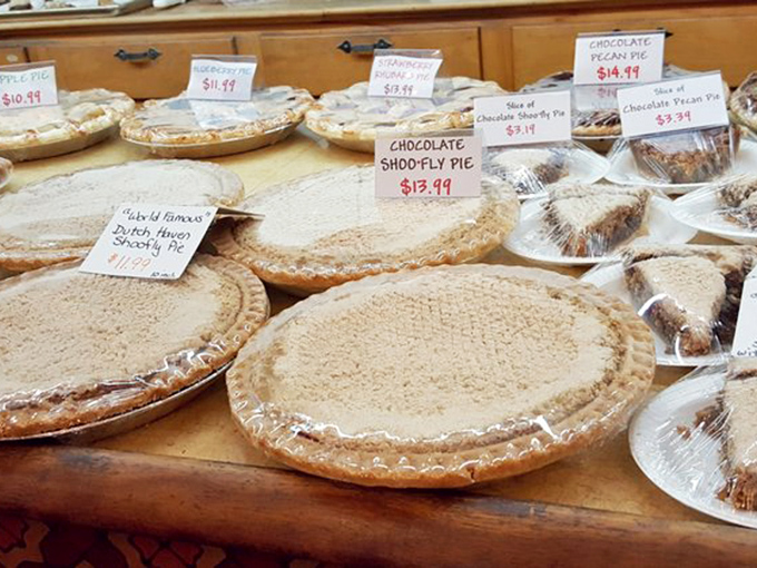The pie counter: where life's most important decisions are made between traditional, chocolate, or pecan shoo-fly varieties.