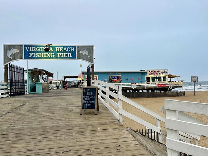 The Virginia Beach Fishing Pier leads you straight to seafood paradise, like a wooden runway for your appetite to take flight.