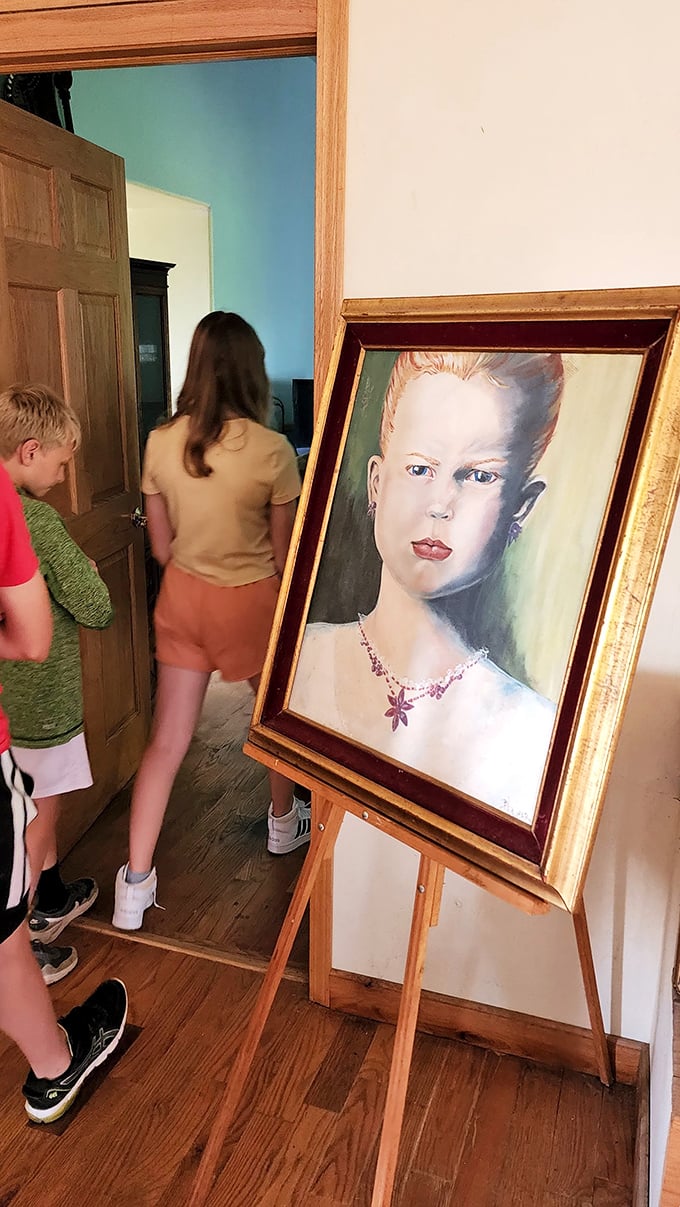 This regal portrait watches over visitors as they explore the castle's interior&mdash;her expression says "Yes, I've heard all the princess jokes."