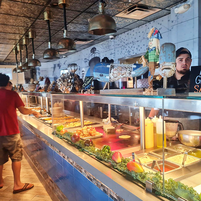 Where culinary magic happens. The buffet line is like a seafood runway, with each station more tempting than the last.