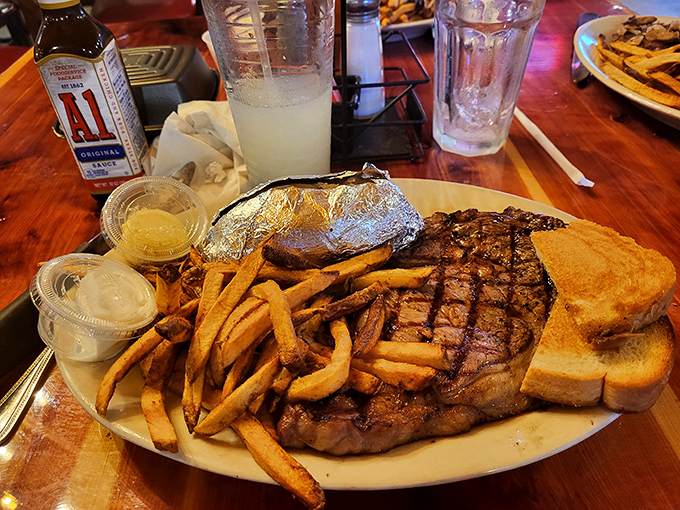 This isn't just dinner; it's a commitment. A steak this substantial demands respect, time, and possibly a nap afterward.