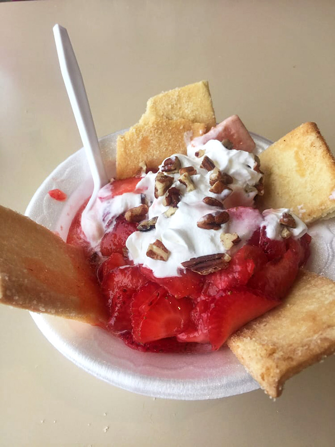 This strawberry shortcake isn't playing hard to get&mdash;it's an unabashed love letter to summer, topped with whipped cream and pecans for good measure.