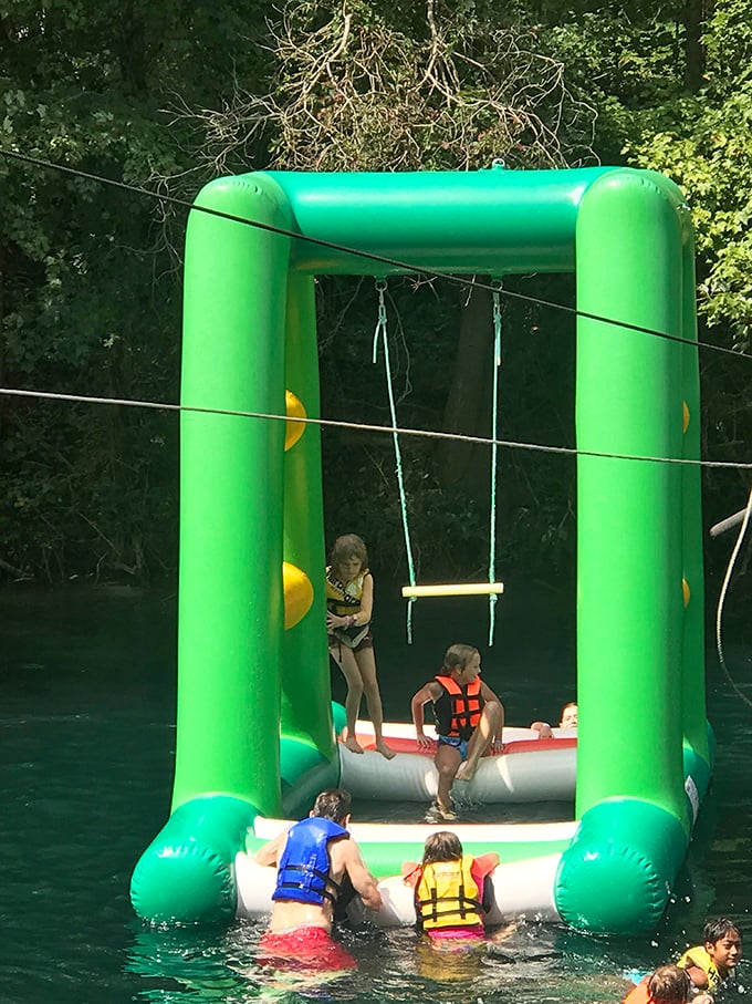 Swing into summer! This inflatable swing set proves everything's more fun when surrounded by water—even playground classics get an aquatic upgrade.