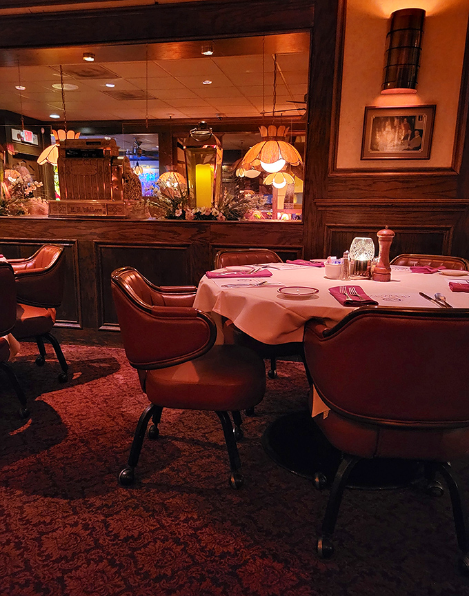 White tablecloths and cushioned chairs &ndash; because comfort never goes out of style when food is the main attraction.