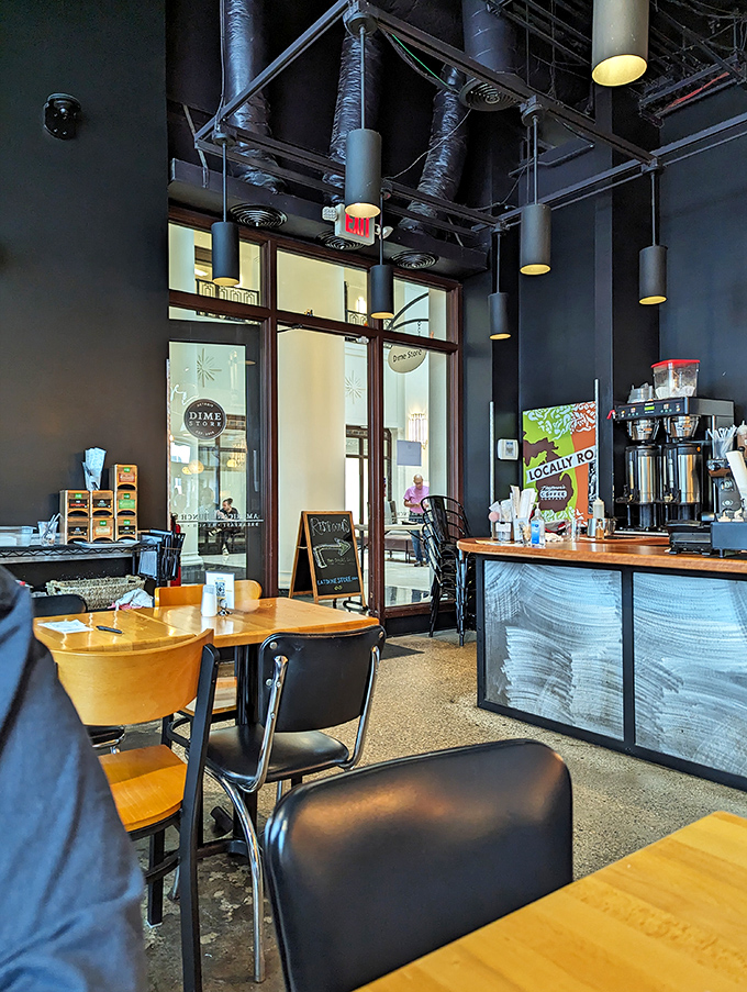 Morning light streams through tall windows, turning simple wooden tables into prime real estate for the brunch crowd seeking their weekend food fix.