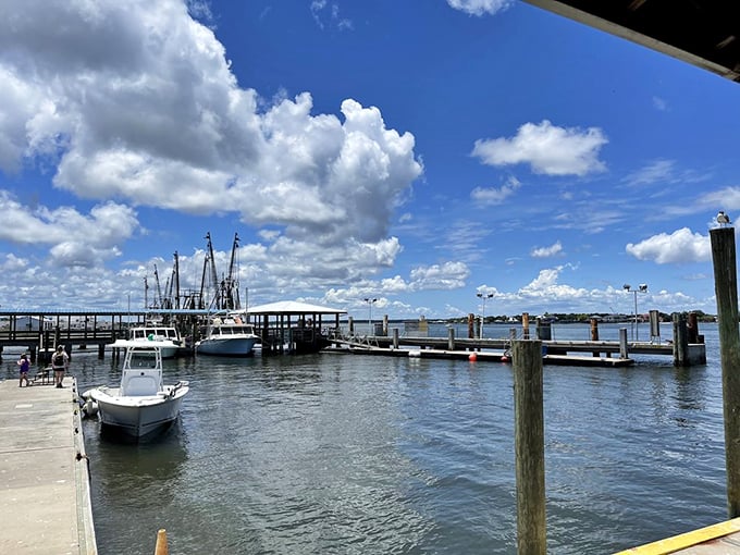 The water view that answers the eternal question: "How fresh is the seafood?" When you can see the fishing boats, you know.