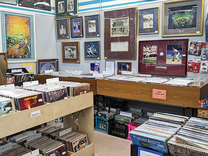 The vinyl record section: where music lovers can physically hold their favorite albums instead of just swiping right on a playlist.