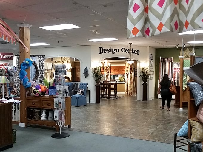 The Design Center entrance beckons like a portal to another dimension where decorating dreams become reality.
