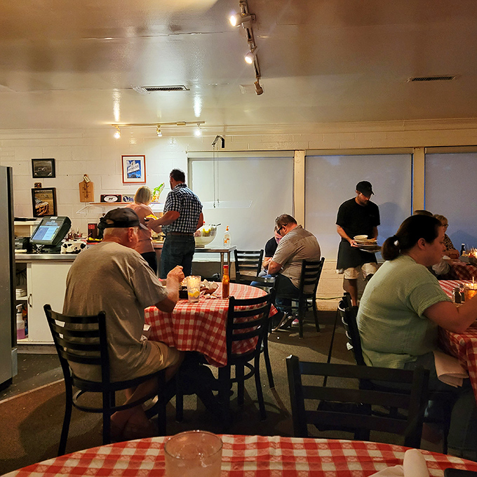 The dining room where strangers become friends united by the universal language of "mmmmm."