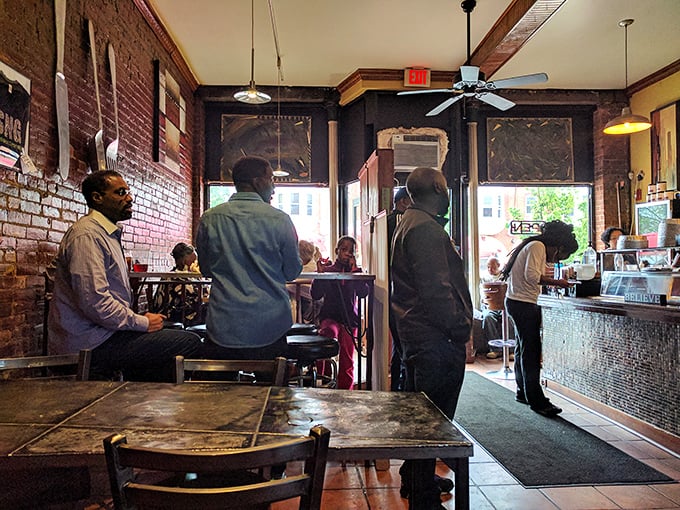 The dining room at Sandra's: where strangers become friends, united by their mutual appreciation for food that speaks to the soul.
