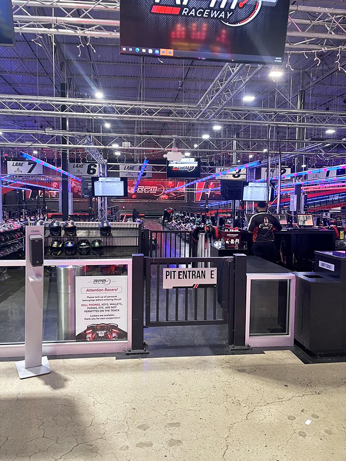 PIT ENTRANCE &ndash; the gateway between ordinary citizen and racing legend, where safety briefings try to temper your Speed Racer fantasies.