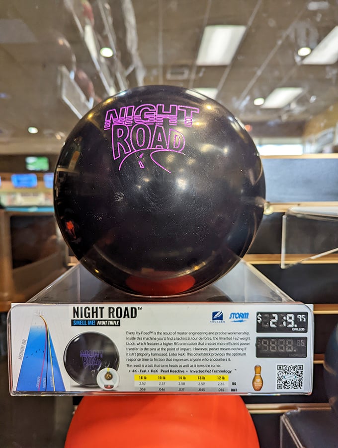 The "Night Road" ball promises corner-cutting performance, much like that shortcut to the bowling alley you swear saves time.