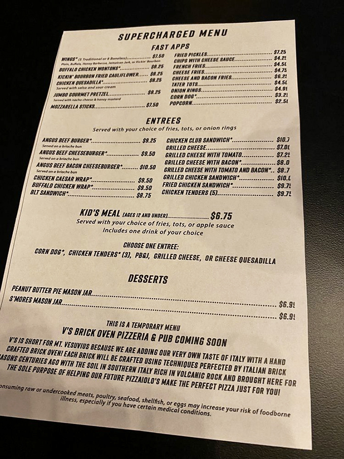 A menu that understands you'll need fuel after burning rubber. "Fast Apps" is both clever wordplay and accurate description.