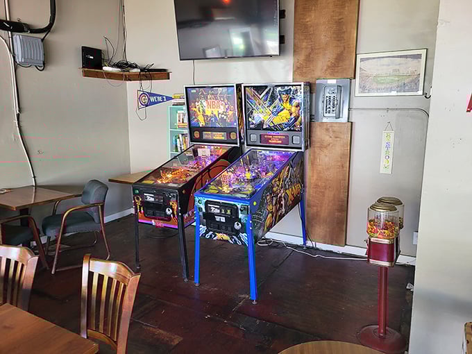 Between bites, challenge yourself to a pinball showdown. These vintage machines are time machines to when food and fun were gloriously analog.