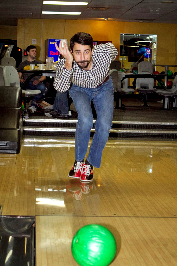 That perfect release moment when hope, physics, and a dash of prayer combine into bowling poetry in motion.