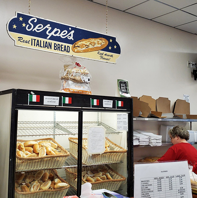 The vintage sign celebrates Serpe's Italian bread legacy&mdash;a carb banner waving proudly over generations of deliciousness.
