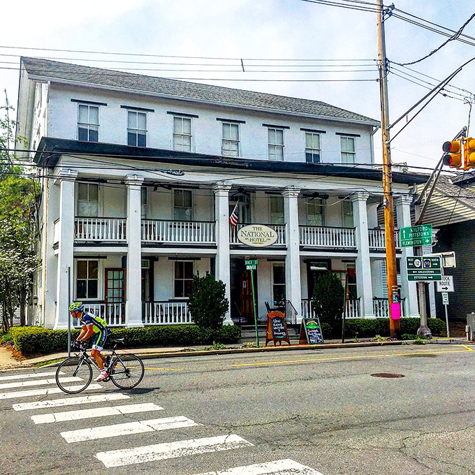 The National Hotel stands as Frenchtown's grand dame &ndash; where the wide porch practically demands you sit a spell with something cold and refreshing.