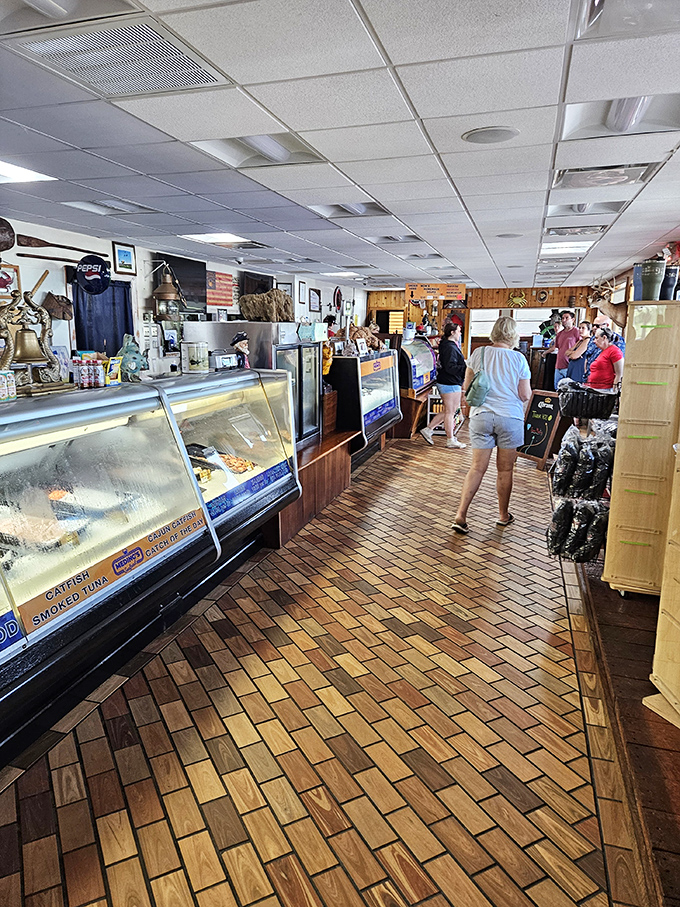 The seafood market side of Meding's&mdash;where locals know to grab the freshest catch to recreate the magic at home.