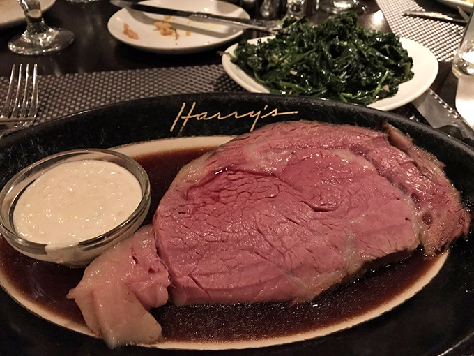 This isn't just prime rib&mdash;it's a masterclass in the art of beef. The accompanying greens provide the illusion that health considerations weren't completely abandoned.