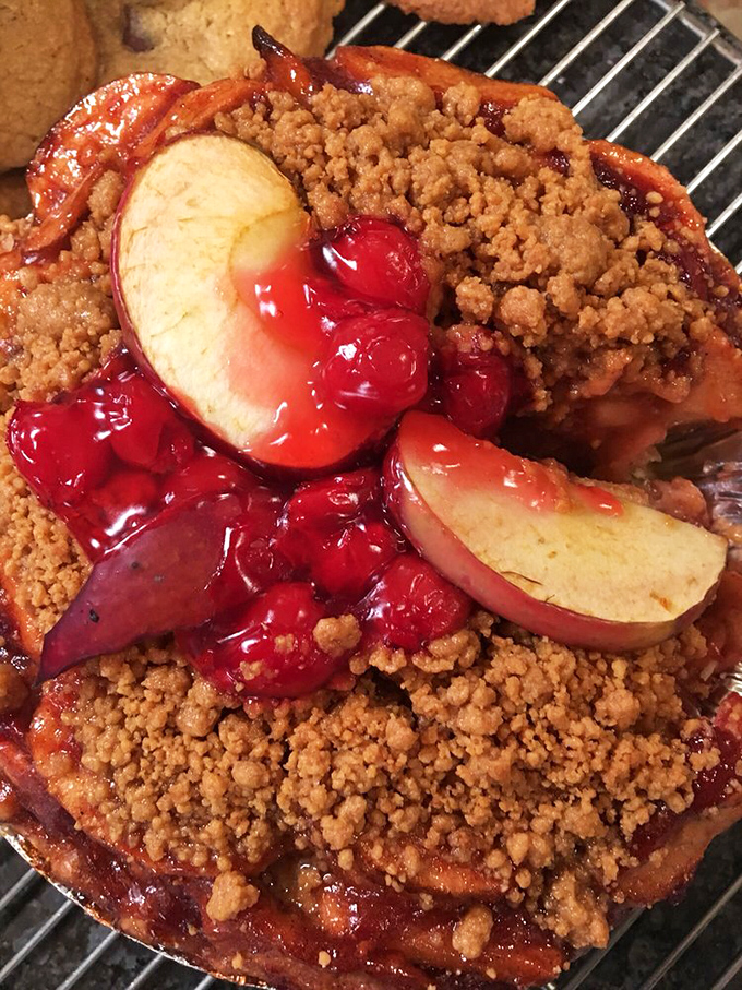 Apple meets cranberry in a pie romance for the ages. That crumble topping is the supporting actor that steals the whole show.
