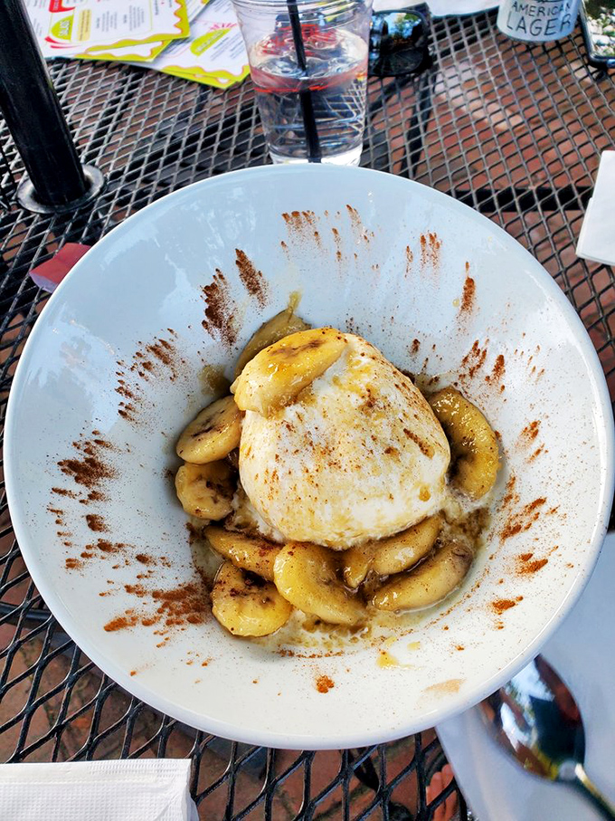 Bananas Foster that performs the perfect balancing act between warm, caramelized fruit and cool, melting ice cream. Spoon jousting may occur.