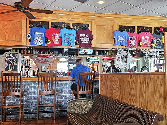The bar area doubles as a St. Louis sports museum, where local pride flows as freely as the cold Budweiser.