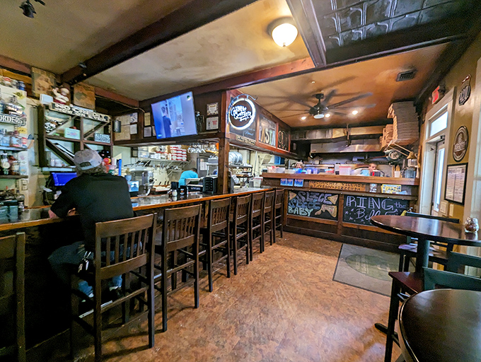 The bar area&mdash;where strangers become friends and friends become family, one slice at a time.