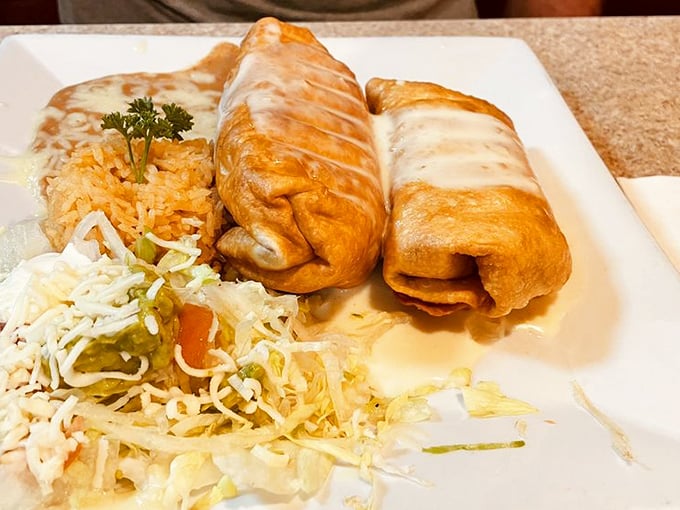 These chimichangas aren't just fried, they're transformed&mdash;golden-brown perfection that makes you wonder why anyone bothers with plain burritos.