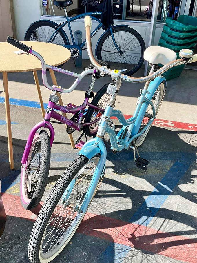 Vintage bikes lined up like a scene from Stranger Things&mdash;just add a basket, and you're ready for beachside adventures or nostalgic neighborhood cruising.