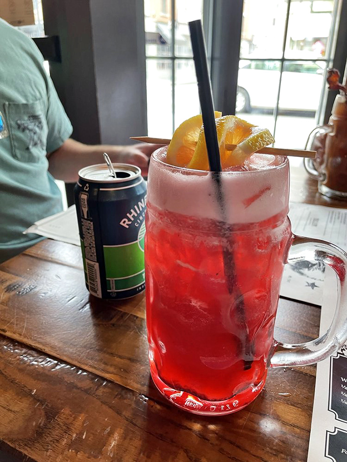 That's not just a drink&mdash;it's summer in a mason jar. The vibrant red lemonade promises refreshment with a hint of berry rebellion.