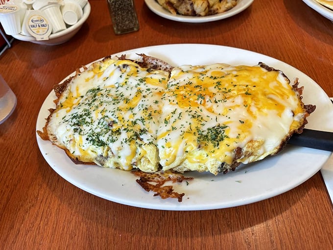 Breakfast pizza that answers the eternal question: "Why wait until dinner for the perfect circle of happiness?"