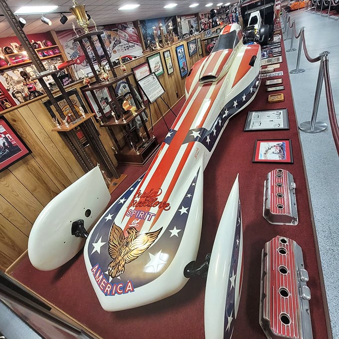 Patriotism meets velocity in this stars-and-stripes speed machine. When America decided to go fast, it did it with characteristic flair.