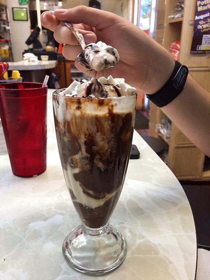 A chocolate sundae that requires strategy and commitment. The kind of dessert that makes adults forget about sharing etiquette.