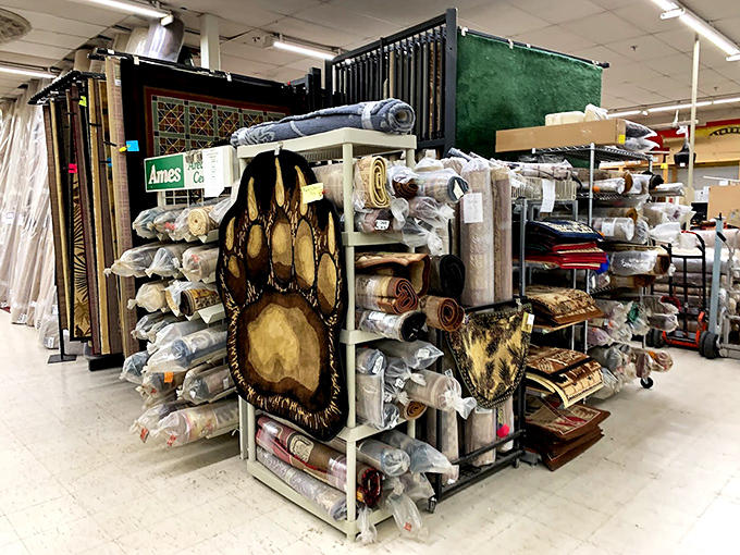 The carpet section: where interior designers and practical shoppers alike can stroke fabric samples like they're petting exotic animals.