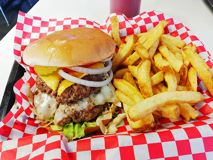 Not just a burger, but a masterpiece of beef, cheese, and fresh toppings that proves Fried Pies isn't just about dessert.