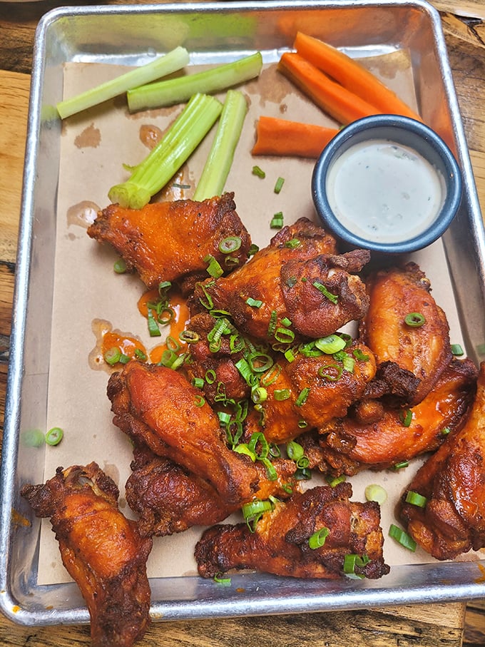 These wings aren't just crispy&mdash;they're what other wings aspire to be when they grow up. The celery and carrots provide the illusion of healthfulness we all need.