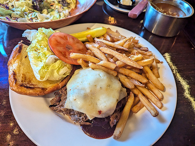 Not to be outdone by its beefy brethren, this burger has clearly been working out. Those French fries look like they're trying to keep up.