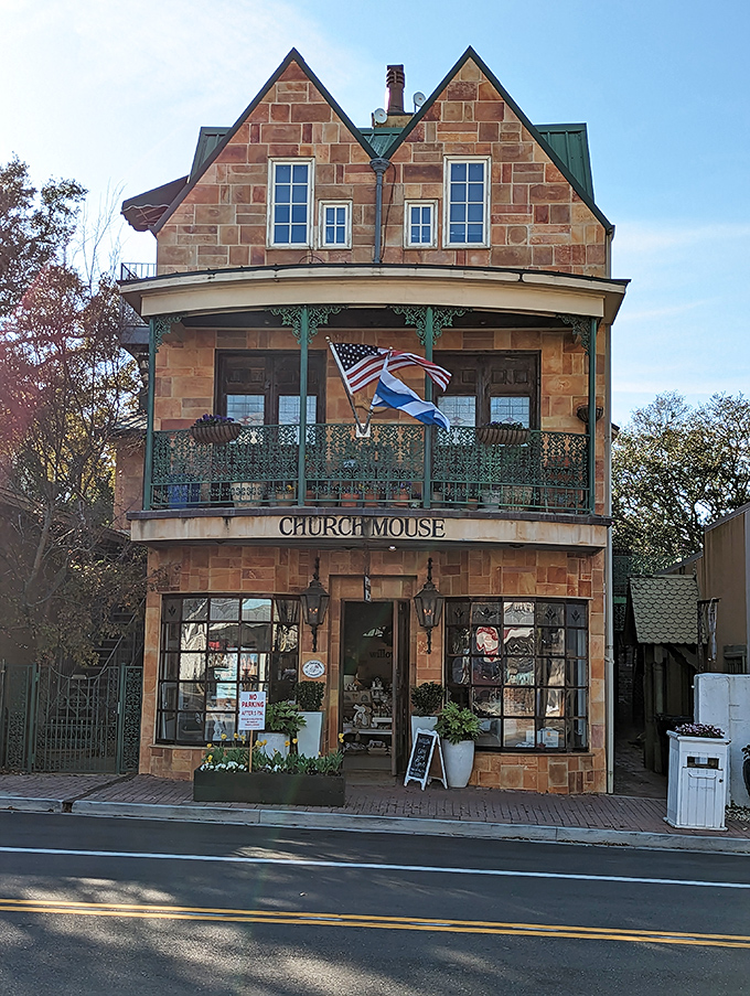 The Church Mouse building stands as a testament to Fairhope's architectural diversity&mdash;stone craftsmanship that would make European villages jealous.