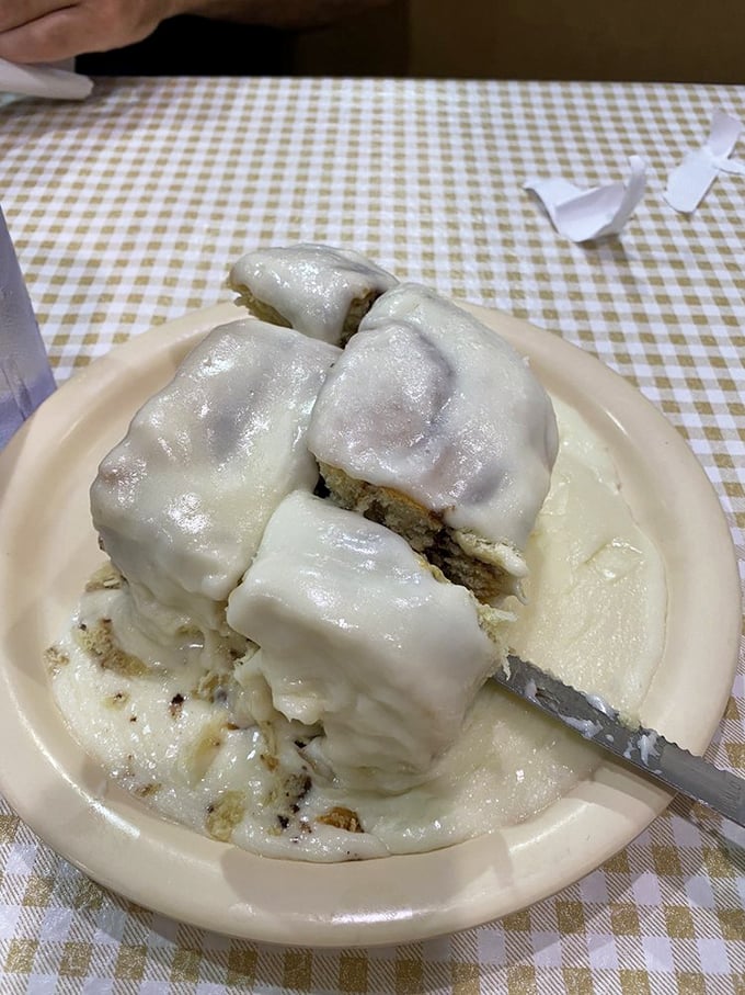 These cinnamon rolls have achieved what many of us aspire to: being absolutely smothered in sweetness while maintaining their dignity.