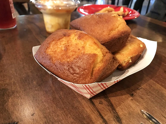Cornbread so golden and proud, it's practically posing for its yearbook photo. Not too sweet, not too crumbly—just cornbread perfection.