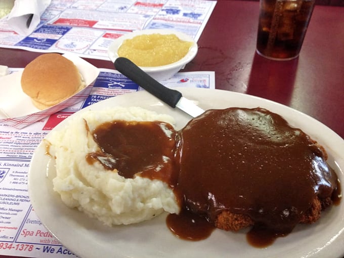 Country fried steak swimming in gravy with mashed potatoes standing by to soak up every last drop. Cardiologists hate this one simple meal!