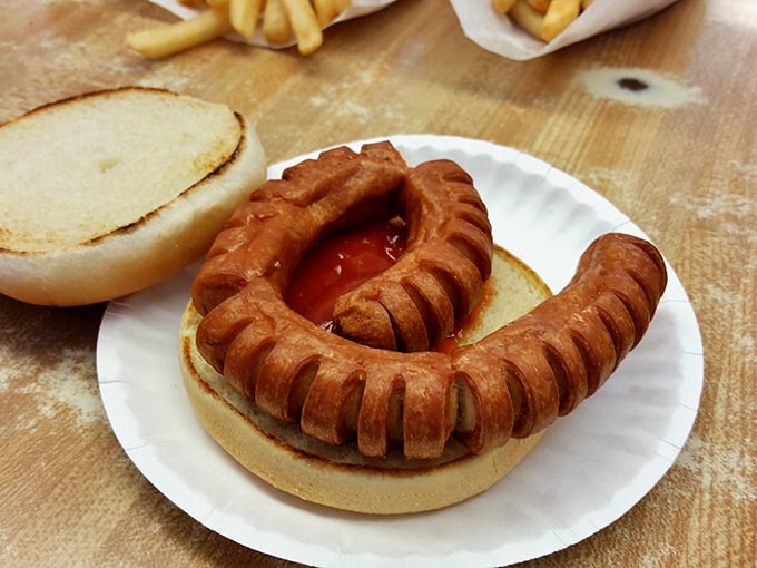 The curly-Q hot dog looks like it was designed by Dr. Seuss but tastes like pure Americana on a toasted bun.
