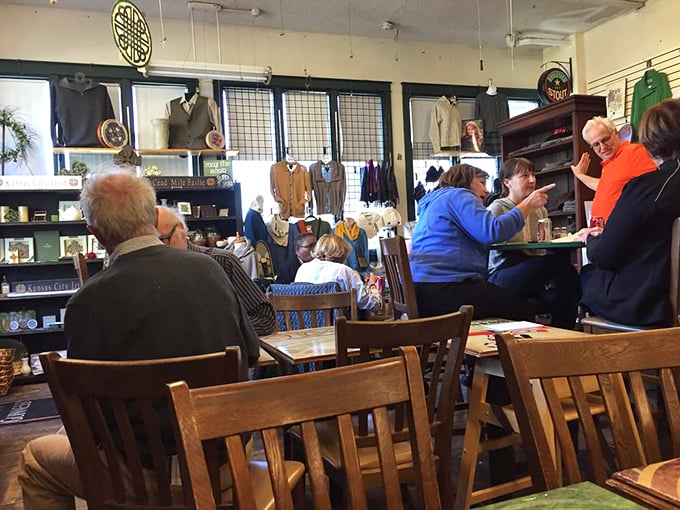 The true heart of Browne's&mdash;a gathering place where conversations flow as freely as the tea. Some of these folks have been coming here since before the internet existed.