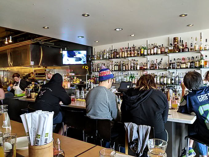 Where serious whiskey meets serious chicken. The bar at Ma'ono offers liquid courage for those who dared to order "hot hot hot" heat level.